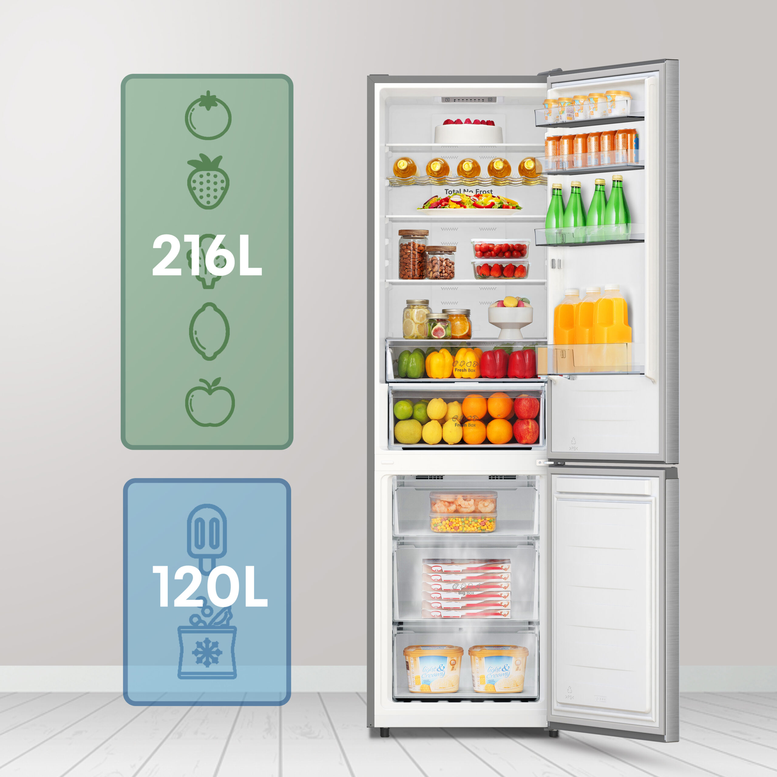Hisense RB440N4ACA - Frigorífico Combi 2 Puertas, Clase A , 336L