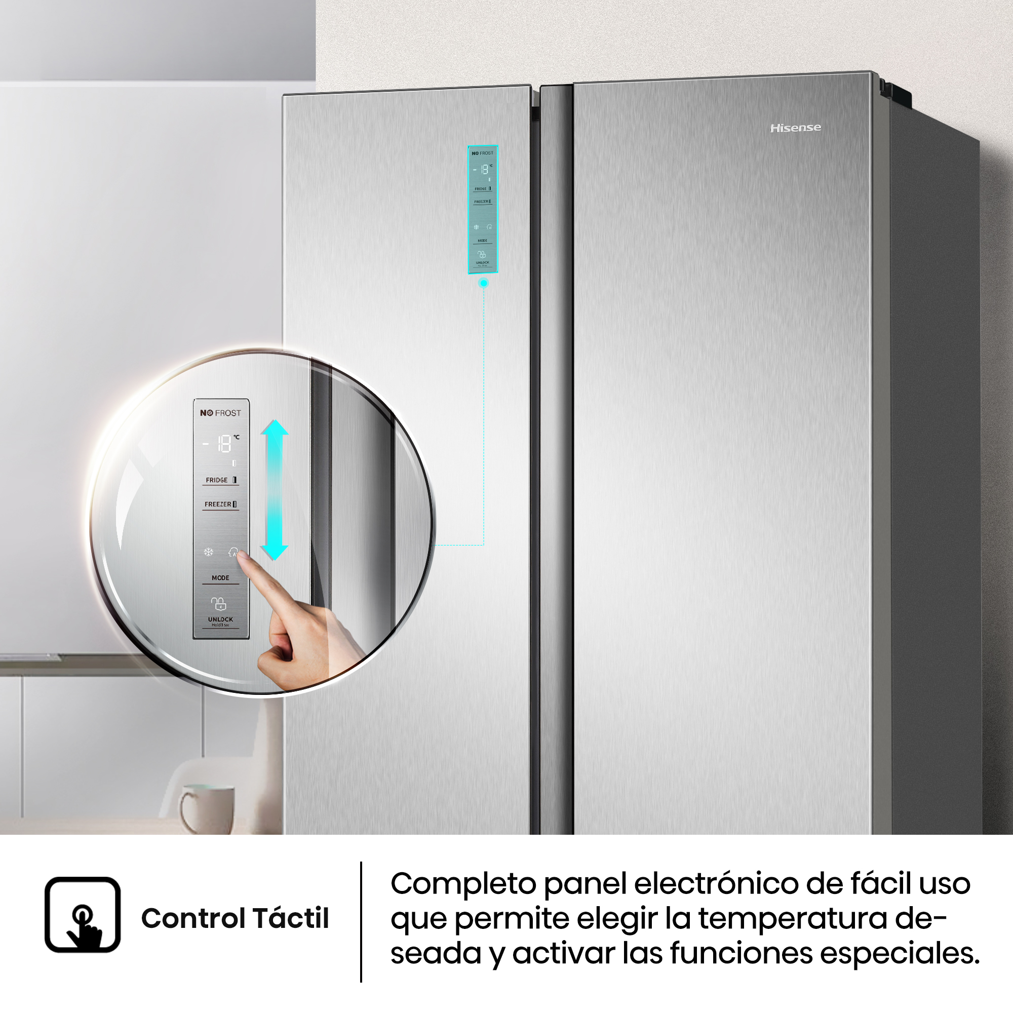 Hisense RS677N4ACC - Frigorífico Americano Side By Side, Clase C, 519L