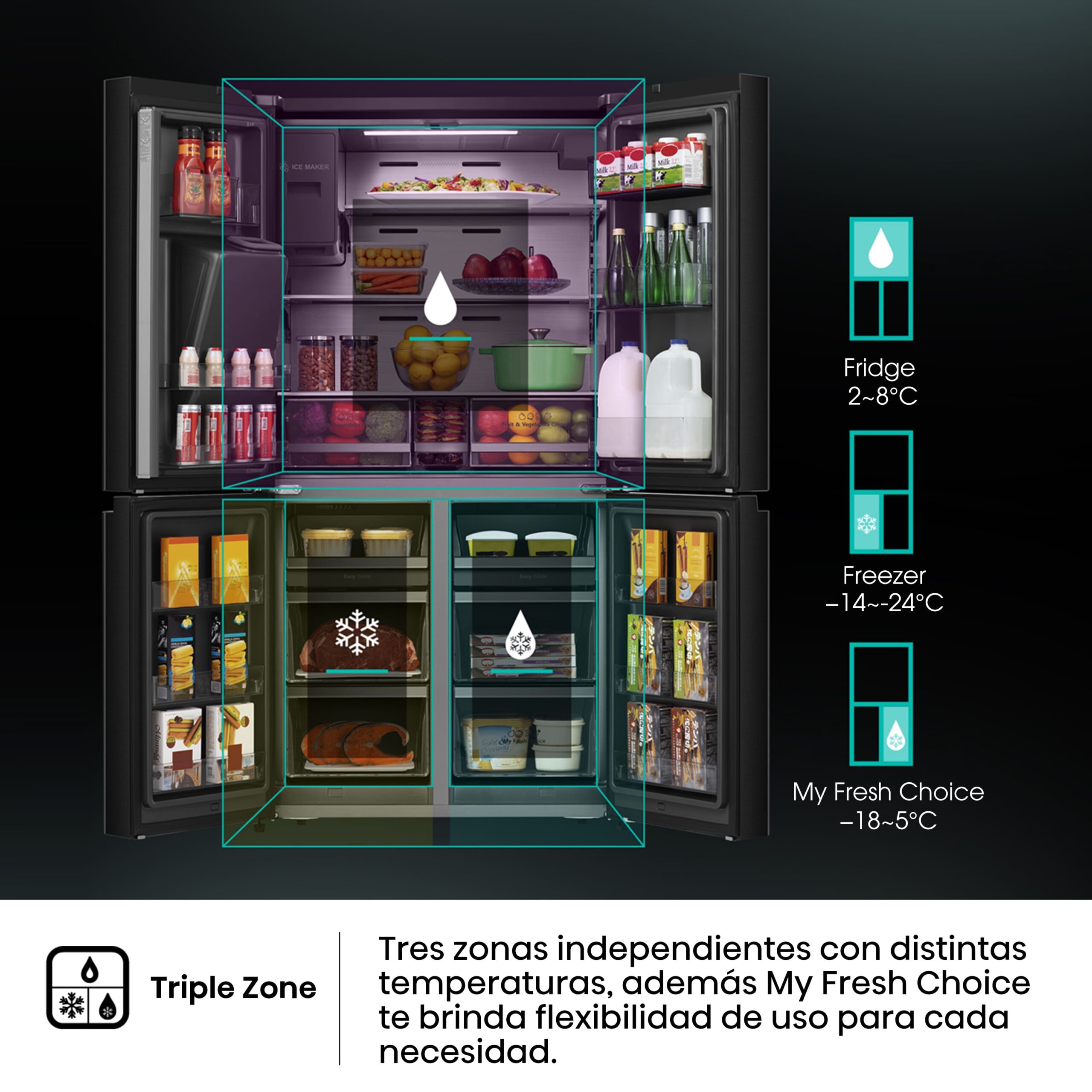 Hisense RQ760N4IFE - Frigorífico Americano 4 Puertas, Clase E