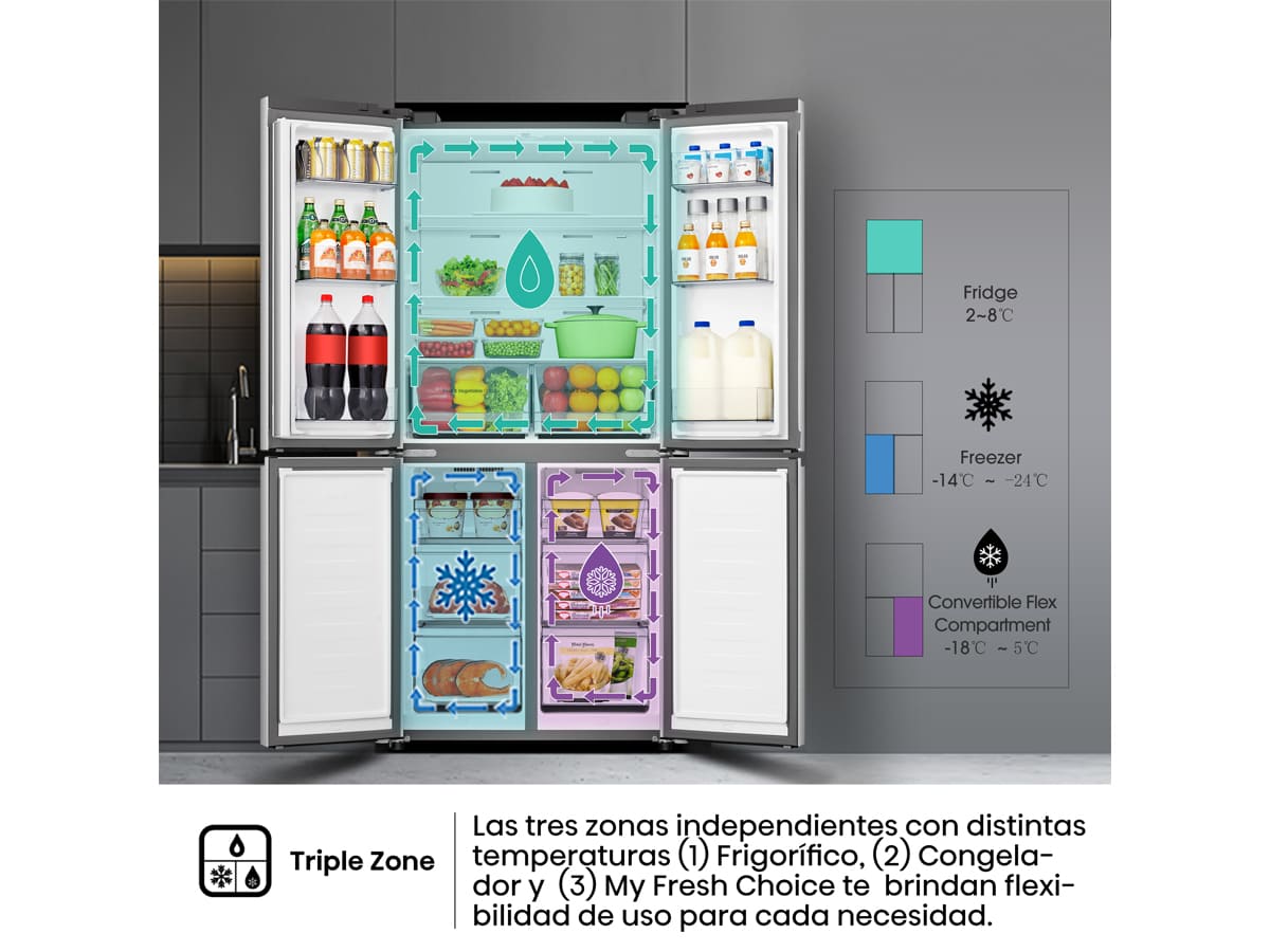 Hisense RQ5P470SAID - Frigorífico Americano 4 Puertas, Clase D , 483L, Inox