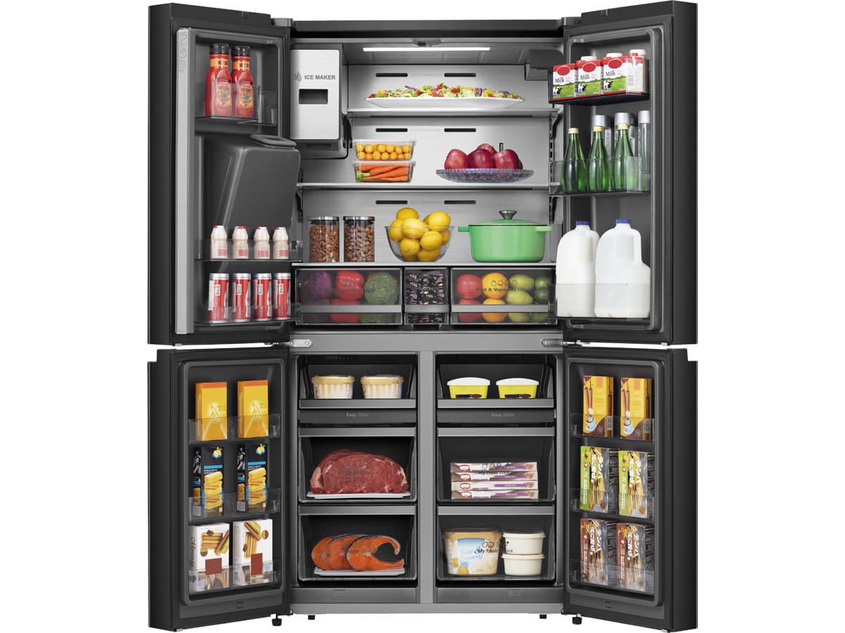 Hisense RQ760N4IFE - Frigorífico Americano 4 Puertas, Clase E, 577L, Negro