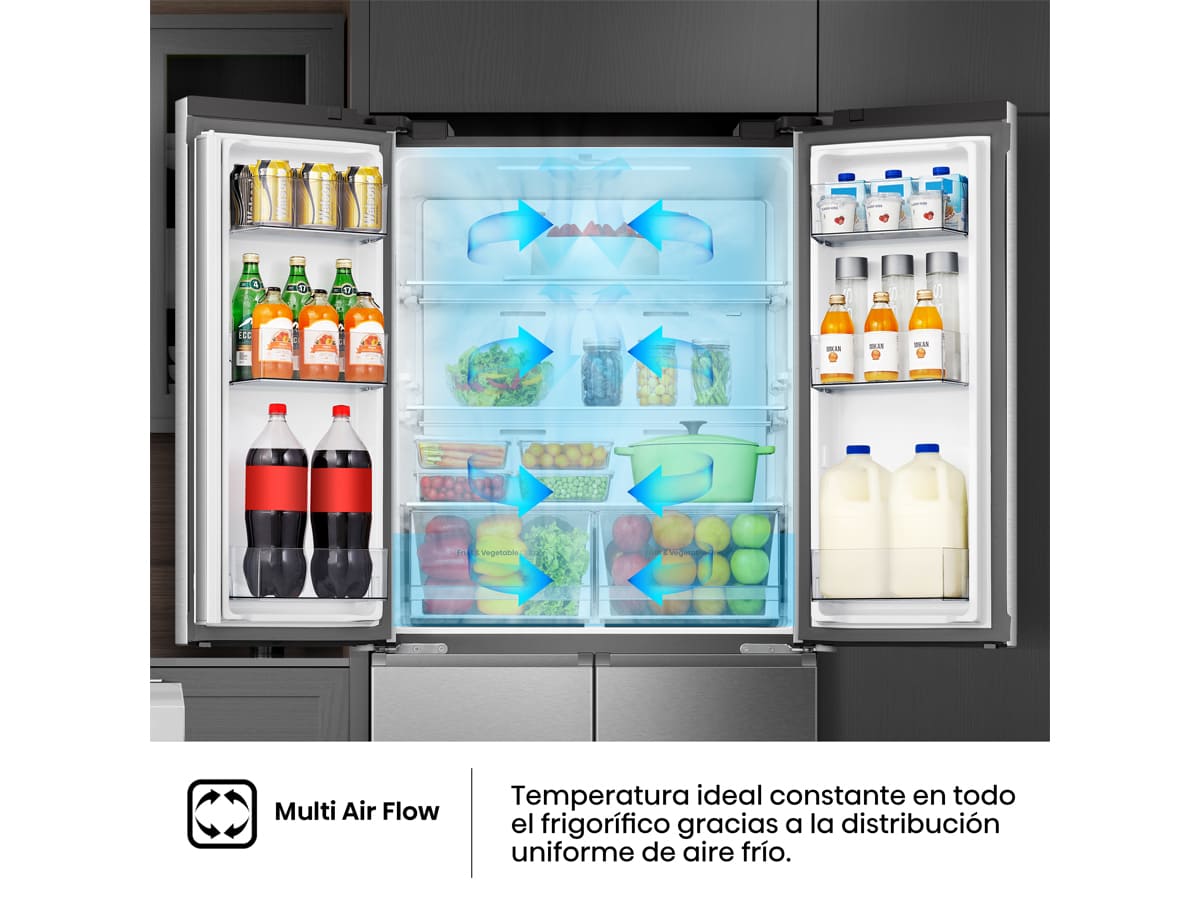 Hisense RQ5P470SAID - Frigorífico Americano 4 Puertas, Clase D , 483L, Inox